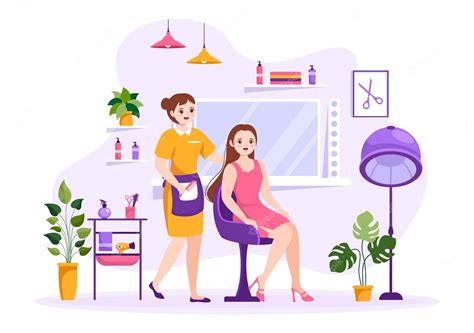 Premium Vector Hair Salon With Haircut And Hairstyle In Beauty Salon