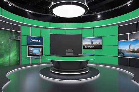 Premium Photo Virtual News Background With A 3d Virtual Interview Set