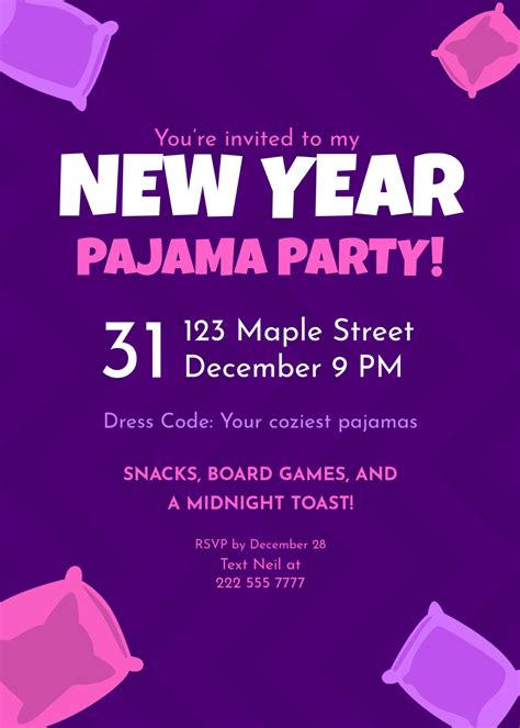 Free 2025 New Year Party Invitation Card Template To Edit Online