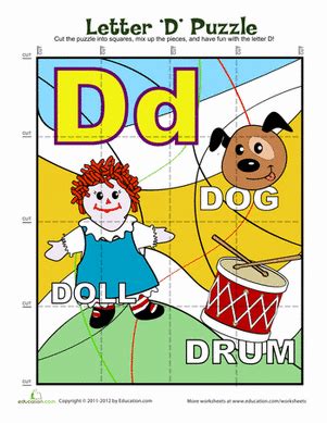 Letter D Puzzle Worksheet Education Com