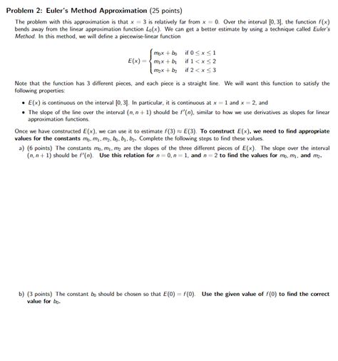 Problem Euler S Method Approximation Points Chegg Com