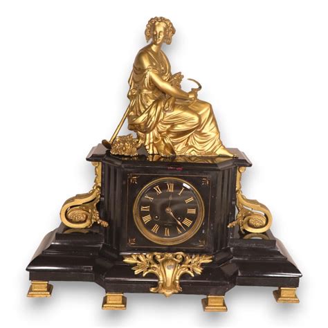 Howard Sanger Marble Mantle Clock Figural Gilt Maiden 18 12 Antique