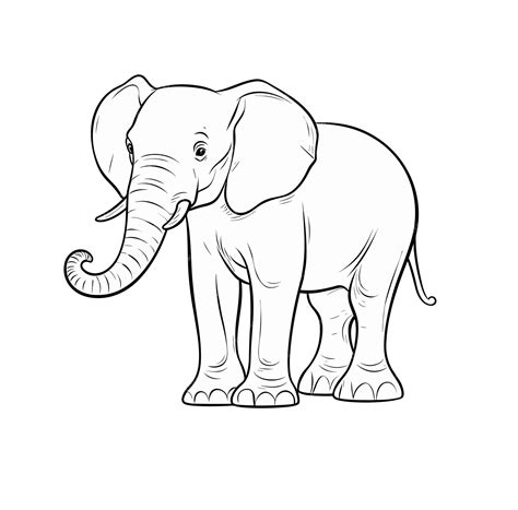 Illustration De Dessin Au Trait éléphant Vecteur Premium
