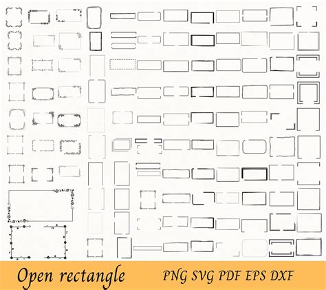 Open Rectangle Svg Split Rectangle Svg Rectangle Outline Etsy