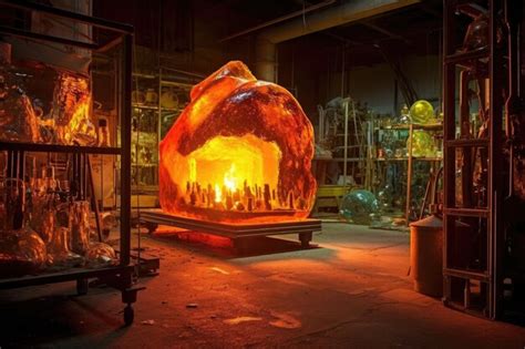 Premium Ai Image Glassblowing Furnace With Glowing Fire Created With