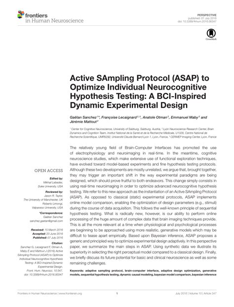 Pdf Active Sampling Protocol Asap To Optimize Individual