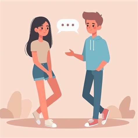 Premium Vector Vector Characters Of A Teenage Couple Talking In A Simple And Minimalist Flat