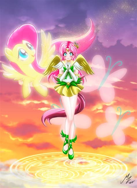 Safe Artist Mauroz Part Of A Set Fluttershy Human Pegasus Pony G Anime