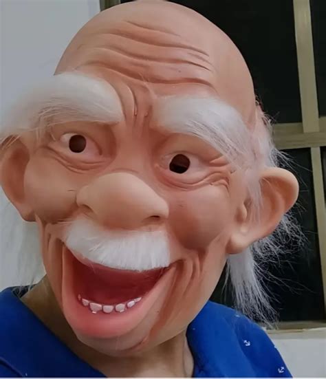 Old Man Grandpa Mask With Wig