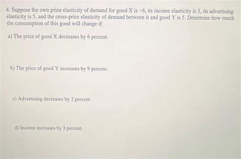 Solved Suppose The Own Price Elasticity Of Demand For Chegg