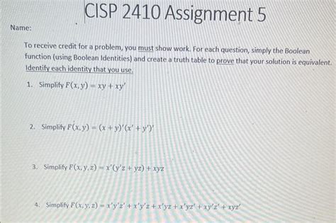 solved cisp 2410 assignment 5 name a to receive credit for