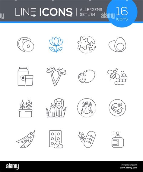 Allergens Modern Line Design Style Icon Set Things That Can Cause An