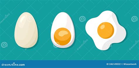 Boiled Fried And Whole Egg Poached And Fried Scrambled Egg Isolated