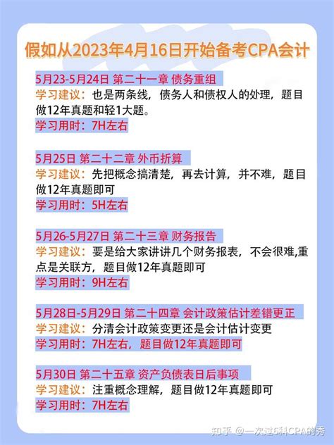 23年CPA会计要想过这个时间得把控好 知乎