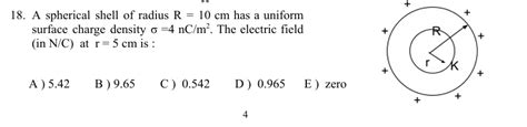 Solved A Spherical Shell Of Radius R 10cm ﻿has A Uniform