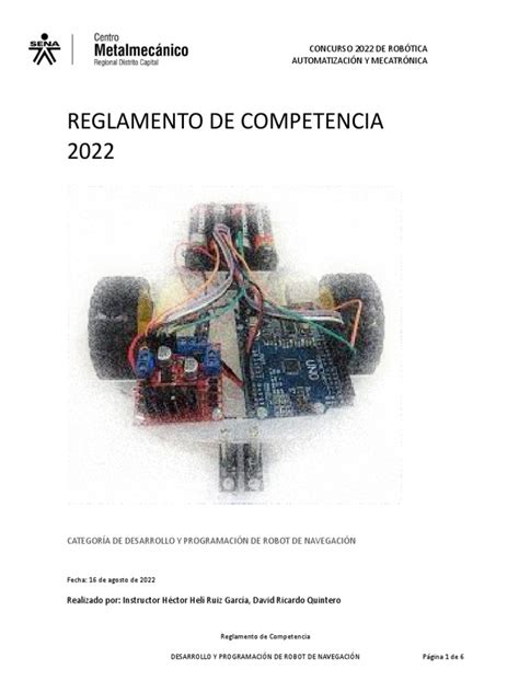 Reglamento Concurso Robot Navegación Pdf Robótica Robot