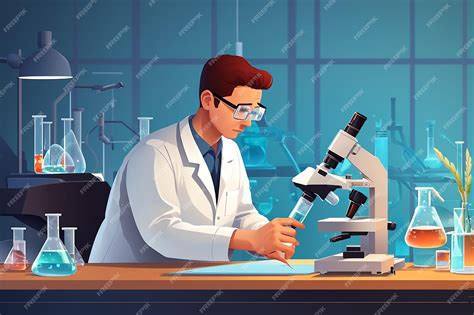 Premium Photo Worker Make Scientific Research In Lab Test Sample Under Microscope Science