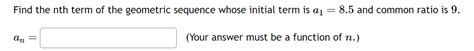 solved find the nth term of the geometric sequence whose