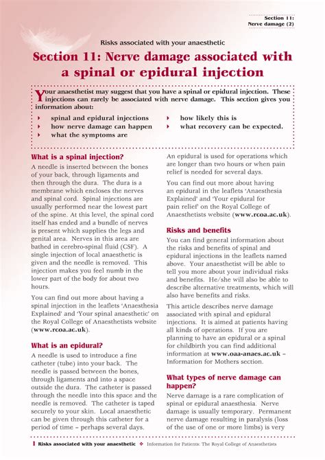 Nerve Damage Associated With A Spinal Or Epidural Injection Docslib