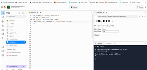 Основи node та express Робота з файлами у форматі html javascript