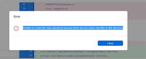unable to create new repository because there are too many new files