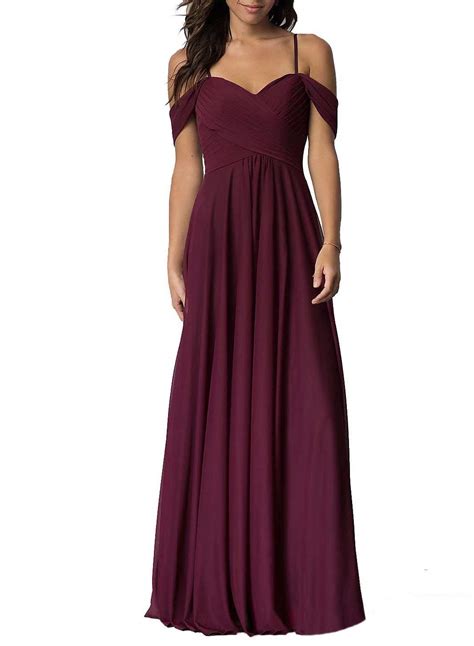 Miao Duo Womens Long Off Shoulder Chiffon Wedding Bridesmaid Dresses