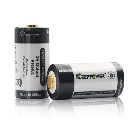 Set 2 Acumulatori Li Ion Keeppower ICR16340 P1634U2 3V 1000mAh