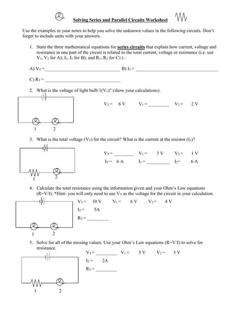 Ohm S Law Series And Parallel Circuits Examples