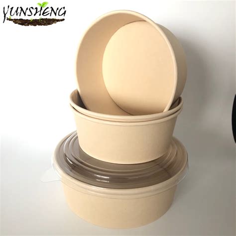 500ml 1000ml 1300ml Kraft Salad Bowls With Lid Sustainable Takeaway