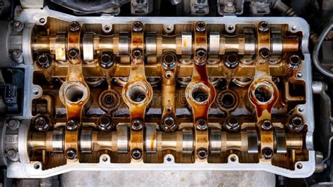 Inside The Engine Under Repair Cylinder Head Combustion Engine With