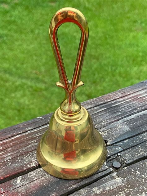 Brass Bell Hand Bell Loop Handle Brass Home Decor Etsy