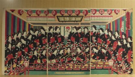 「新富座古市踊の図」楊洲周延筆 明治16年中島松次郎版 竪大判3枚続｜本物浮世絵木版画 伊勢音頭 伊勢参宮 遊廓芸妓 外宮内宮の落札情報詳細