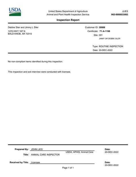 Aphis Inspection Ins 0000833083 Documentcloud