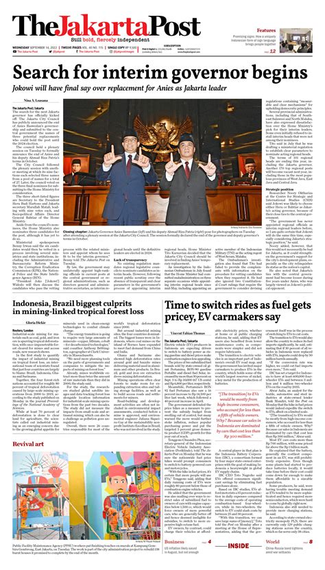 Frontpage Wed September 14 2022 The Jakarta Post