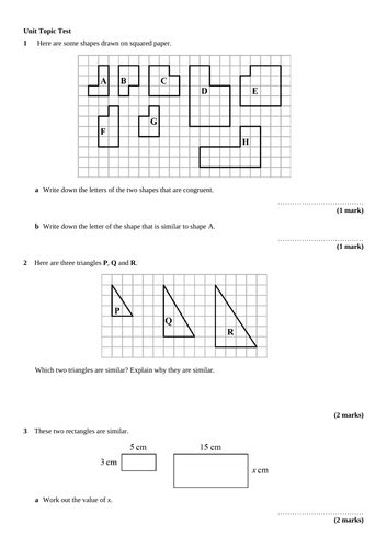 Edexcel Gcse Foundation Unit 19 Congruence Similarity And Vectors