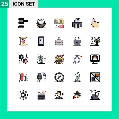 Universal Icon Symbols Group Of 25 Modern Filled Line Flat Colors Of Hand Shredder Light Paper