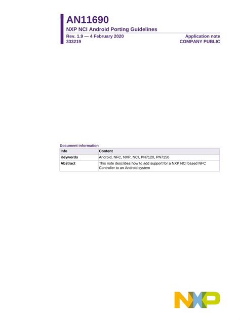Pdf An11690 Nxpnci Android Porting Guidelines · An11690 Nxp Nci