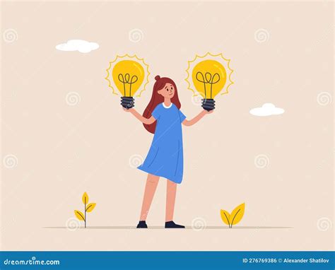 Concept Of Idea Brainstorm Thinking Solution Eureka Bingo Woman With Lightbulb Choising