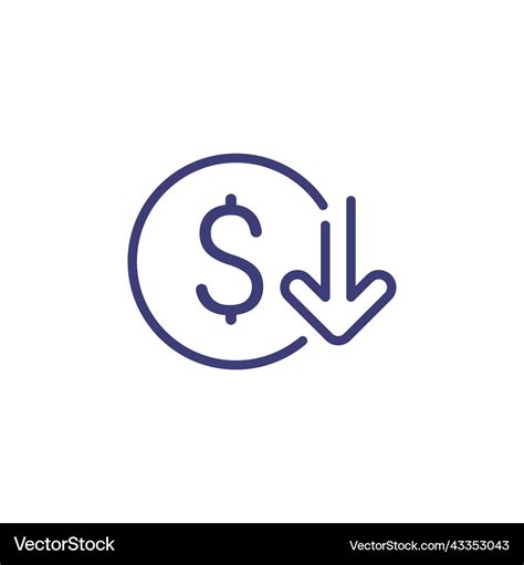 Cost Reduction Icon Price Lower Arrow Low Vector Image