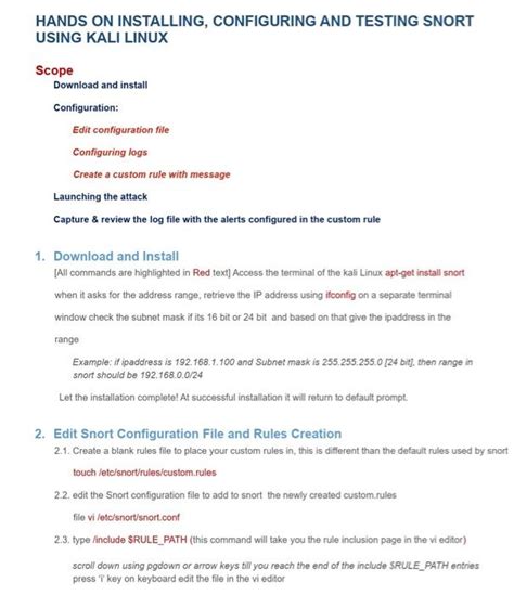 Solved Hands On Installing Configuring And Testing Snort
