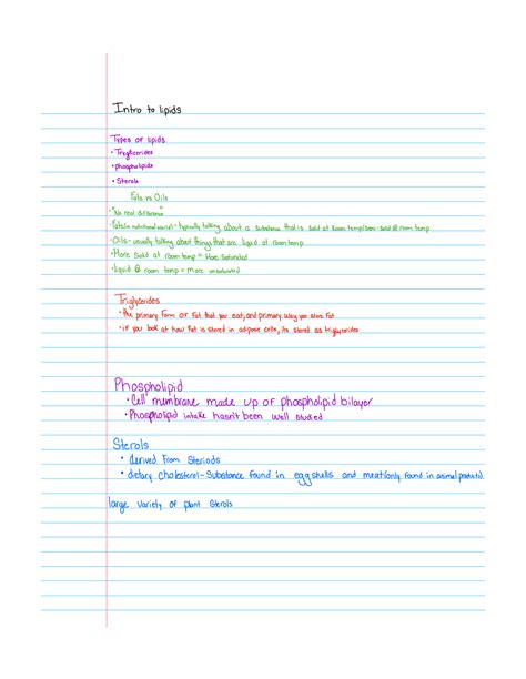 Intro To Lipids Lecture Notes Intro Tolipids Types Oflipids Tryglicerides Phospholipids