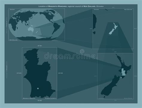 Manawatu Wanganui New Zealand Described Location Diagram Stock
