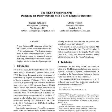 The Nltk Framenet Api Designing For Discoverability With A Rich