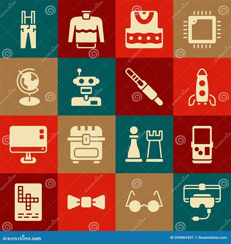 Set Virtual Reality Glasses Tetris Rocket Ship Waistcoat Robot Earth Globe Pants With