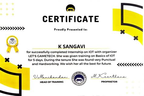 Sangavi K On Linkedin Intership On Basics Of Iot