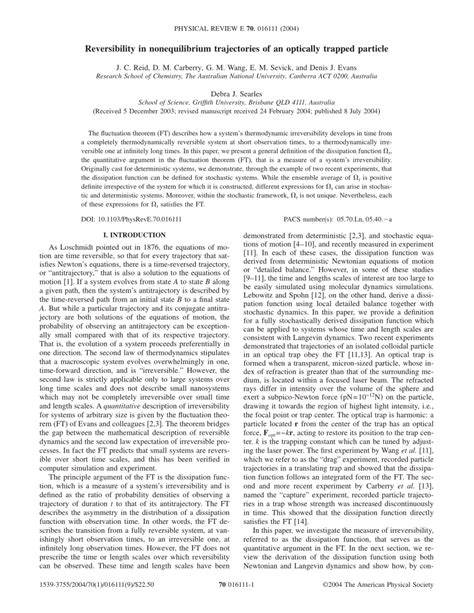 Pdf Reversibility In Nonequilibrium Trajectories Of An Optically