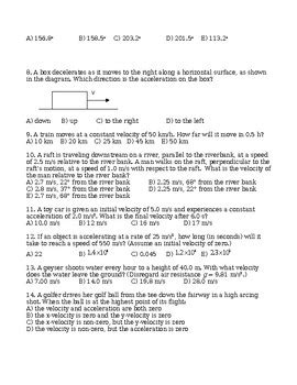 KINEMATICS QUIZ WITH ANSWERS Physics Quiz Displacement Velocity Acceleration 14