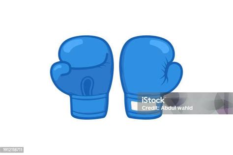 흰색 배경에 고립된 파란색 권투 글러브입니다 벡터 일러스트 레이 션입니다 0명에 대한 스톡 벡터 아트 및 기타 이미지 0명