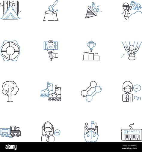 Winter Sports Line Icons Collection Skiing Snowboarding Ice Skating