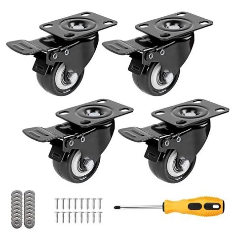 Roues De 2 Pouces Roulettes Robustes Lot De 4 Avec Frein Roulettes